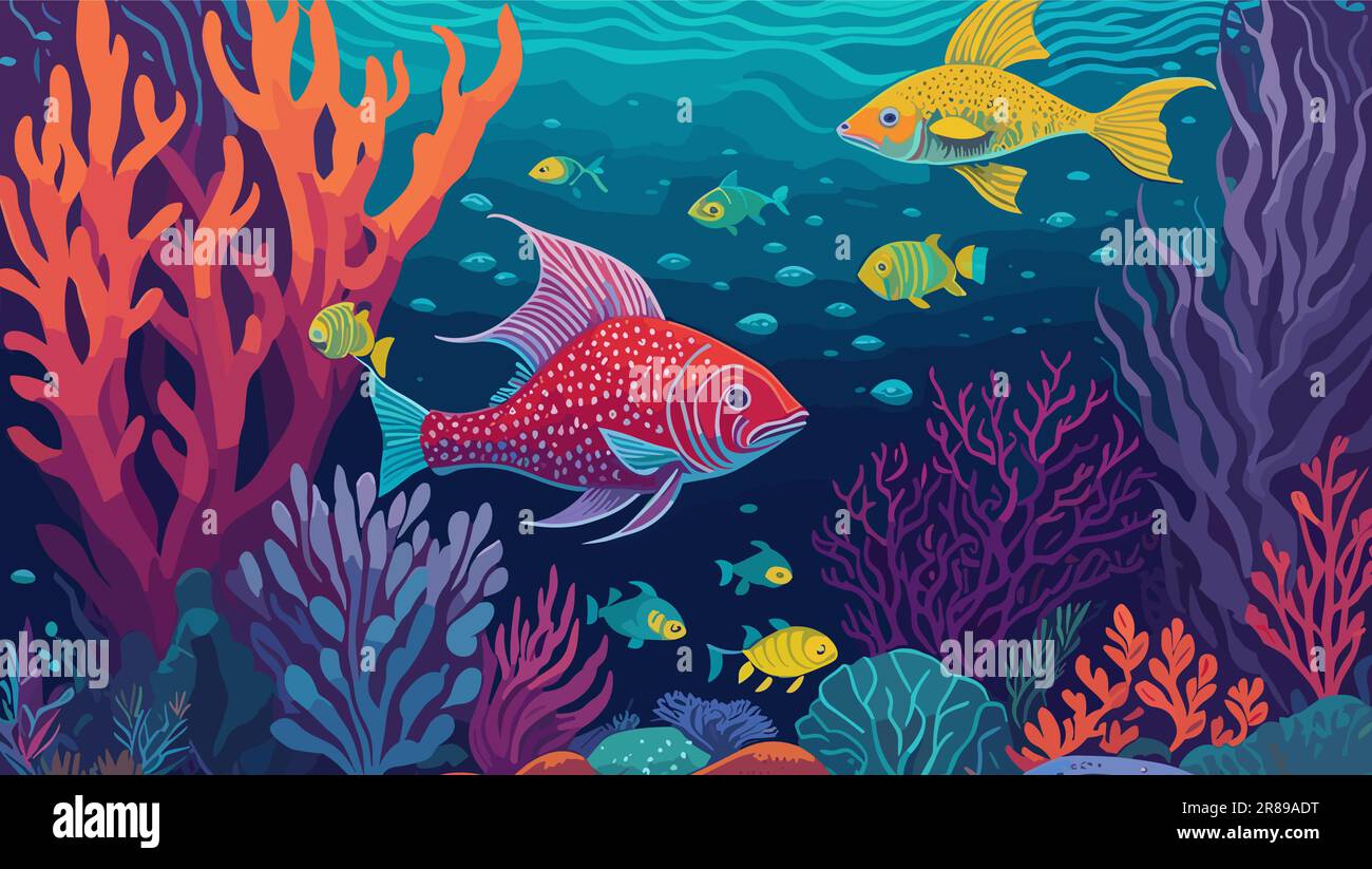 Underwater vector background. Life at sea bottom Stock Vector Image ...