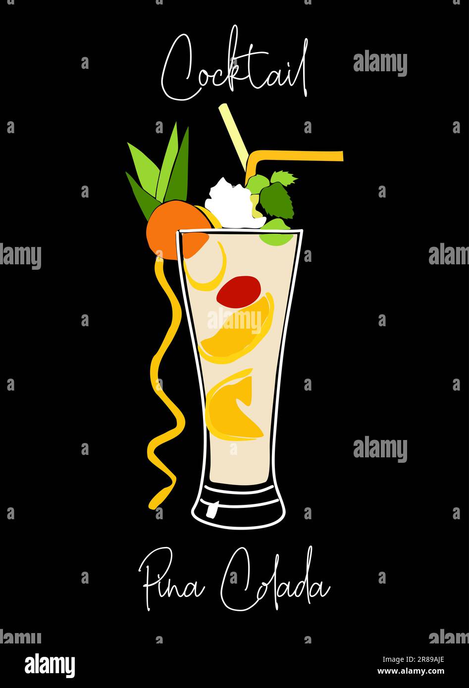 Pina colada alcoholic cocktail Stock Vector Images - Alamy