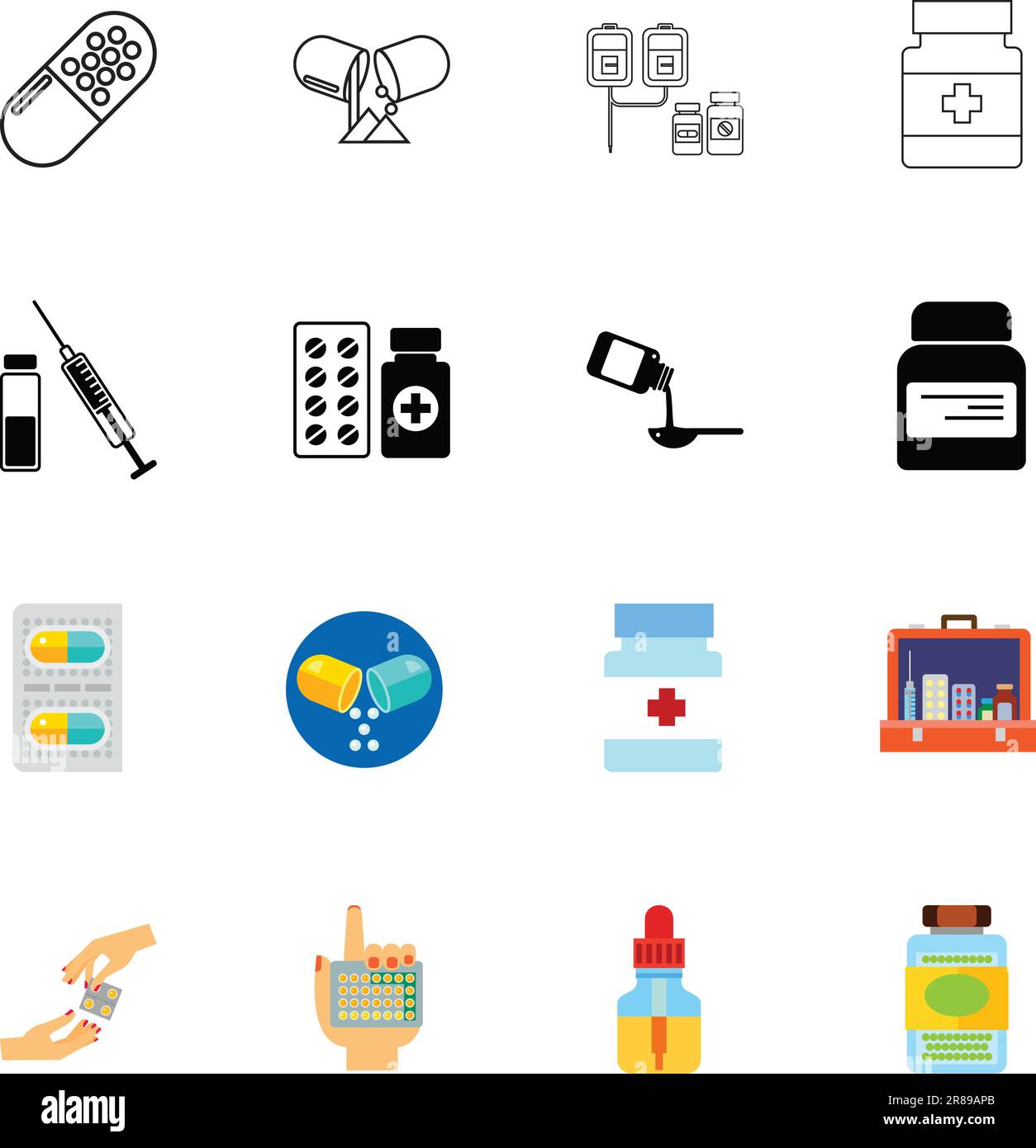 Pills and drugs icon set Stock Vector Image & Art - Alamy