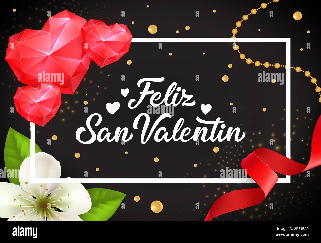 Feliz San Valentin Lettering with Hearts Stock Vector Image & Art - Alamy