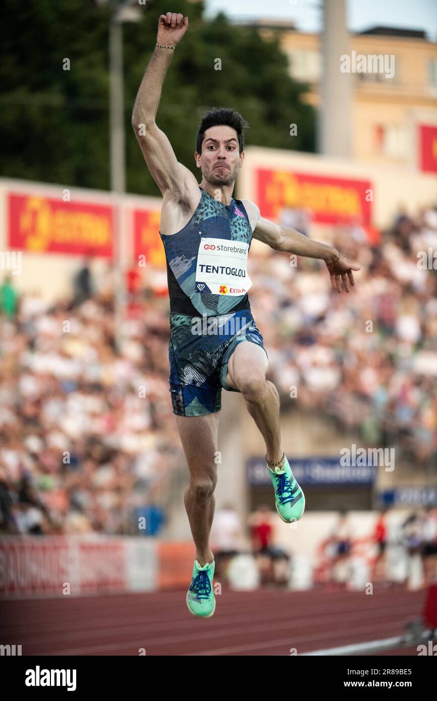 Miltiadis Tentoglou of Greece competing in the men’s long jump at the ...