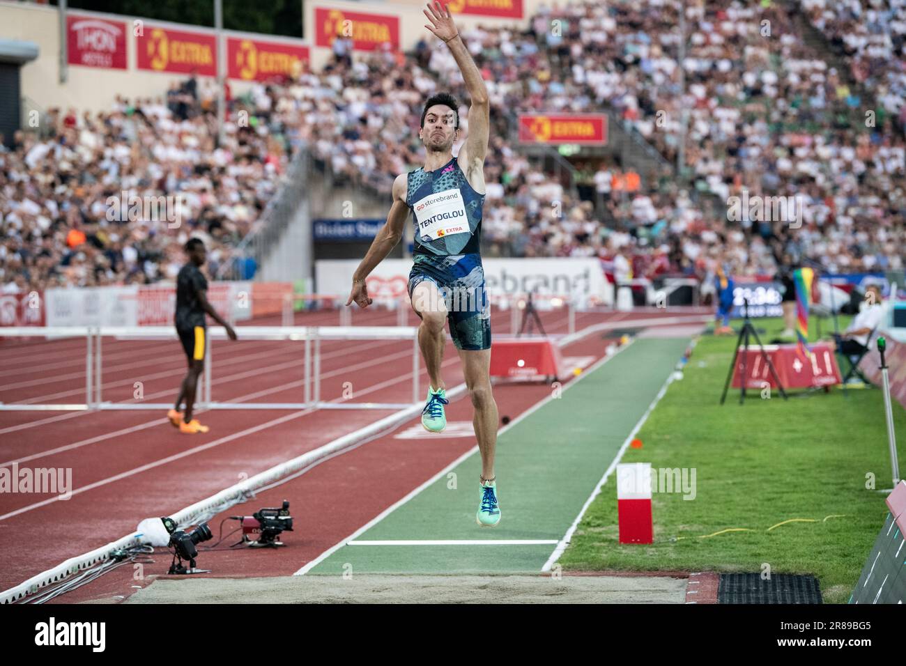 Miltiadis Tentoglou of Greece competing in the men’s long jump at the ... Miltiadis Tentoglou of Greece competing in the men’s long jump at the ...