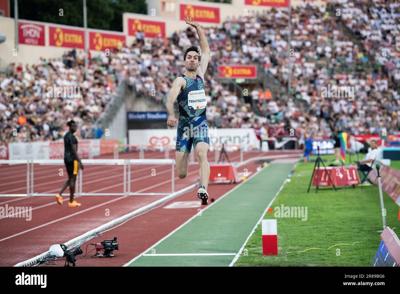 Miltiadis Tentoglou of Greece competing in the men’s long jump at the ...