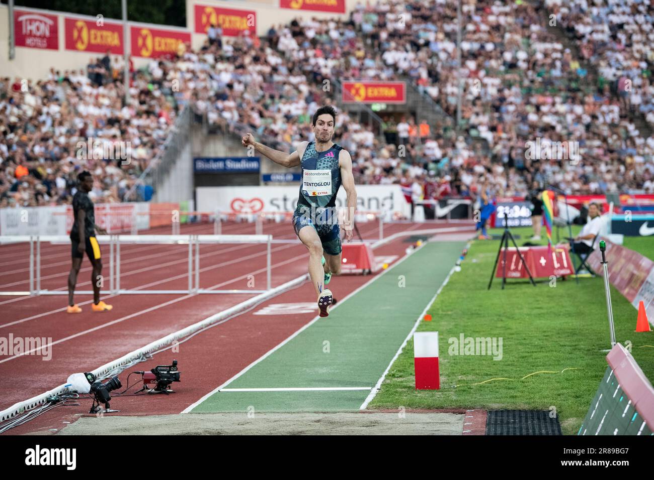 Miltiadis Tentoglou of Greece competing in the men’s long jump at the ... Miltiadis Tentoglou of Greece competing in the men’s long jump at the ...