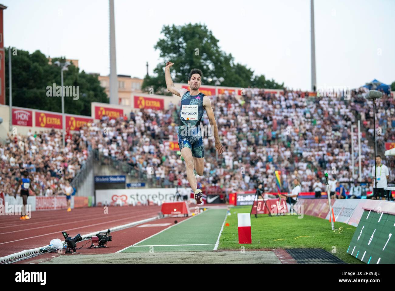 Miltiadis Tentoglou of Greece competing in the men’s long jump at the ...
