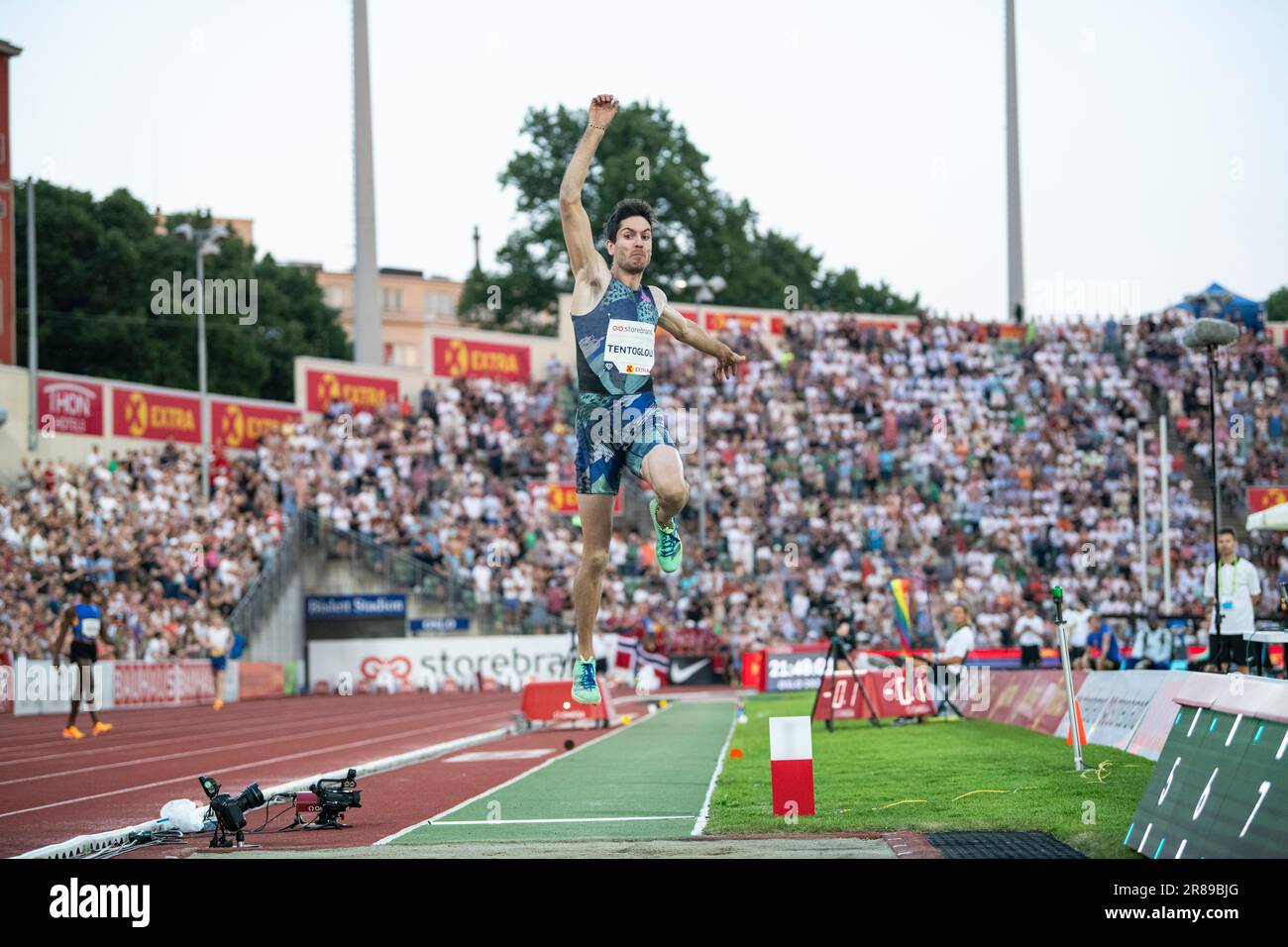 Miltiadis Tentoglou of Greece competing in the men’s long jump at the ...