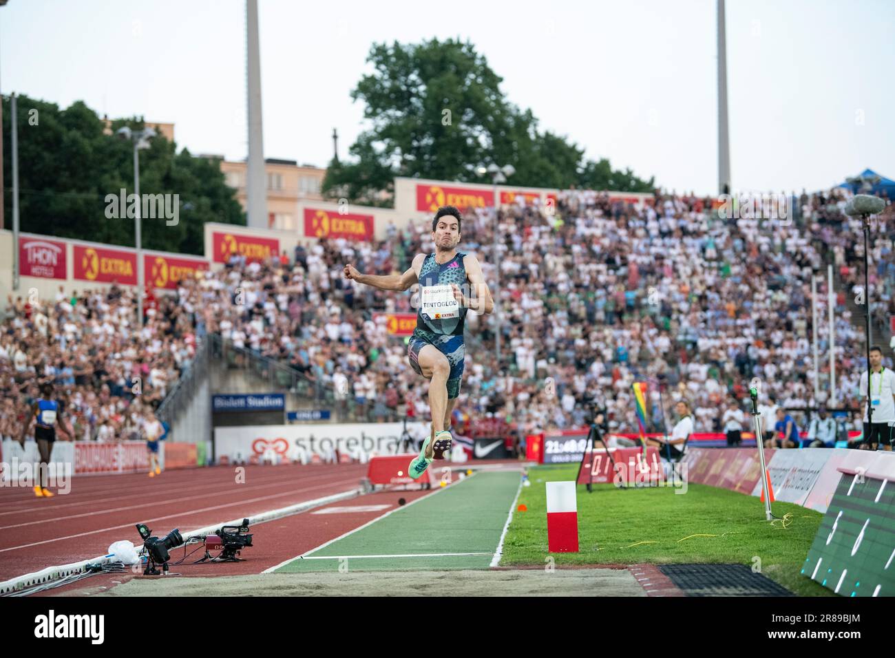 Miltiadis Tentoglou of Greece competing in the men’s long jump at the ... Miltiadis Tentoglou of Greece competing in the men’s long jump at the ...