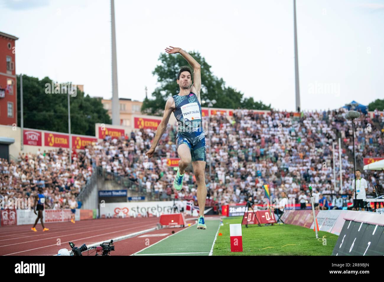 Miltiadis Tentoglou of Greece competing in the men’s long jump at the ...