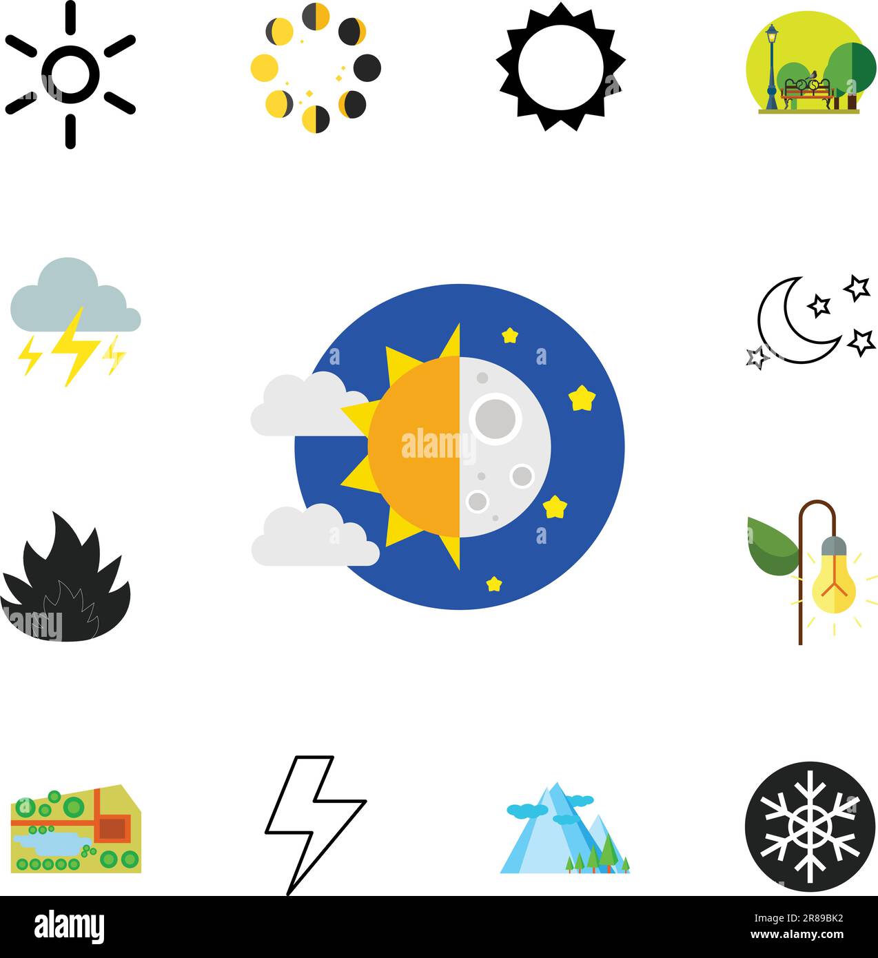 Nature symbols icon set Stock Vector Image & Art - Alamy