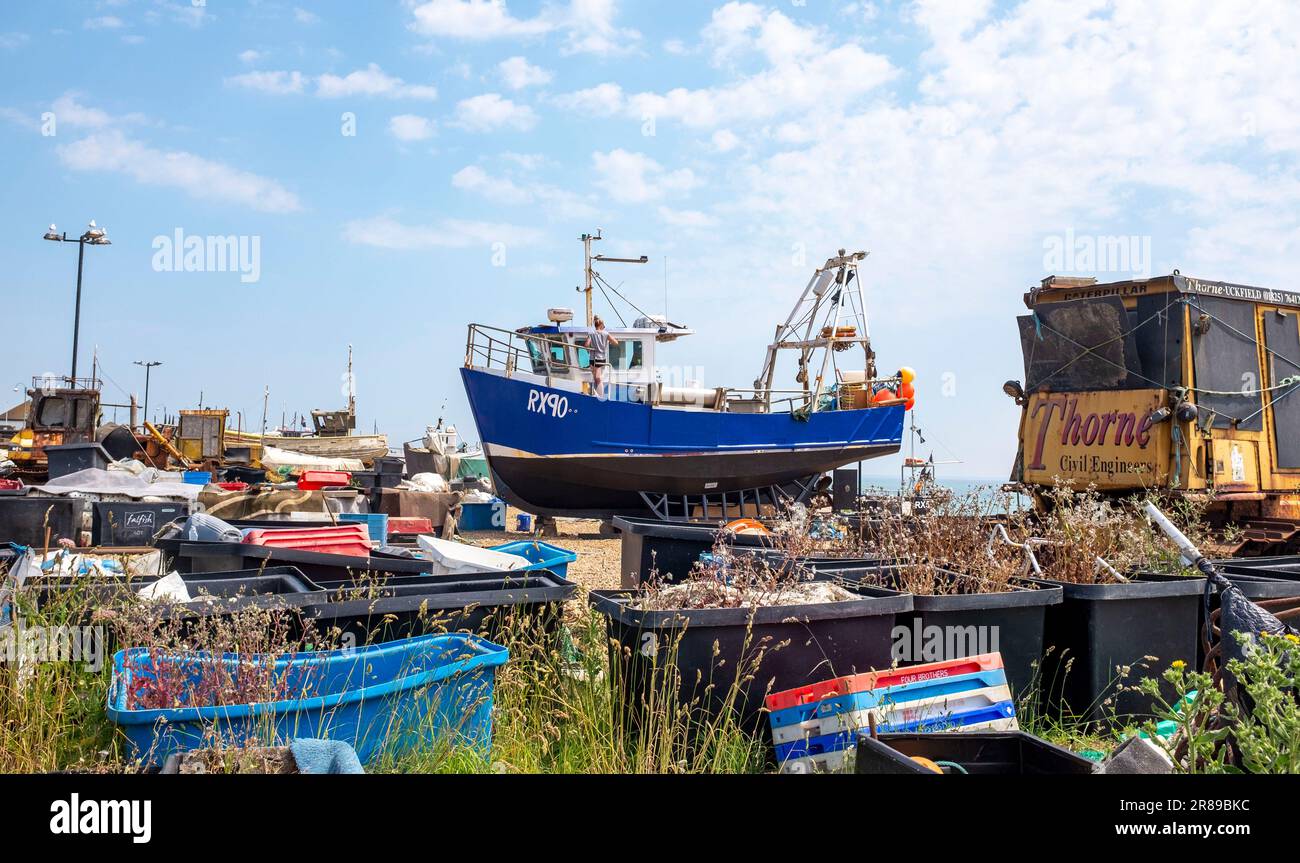 Hastings East Sussex , England UK - Maintenance work on one of the ...