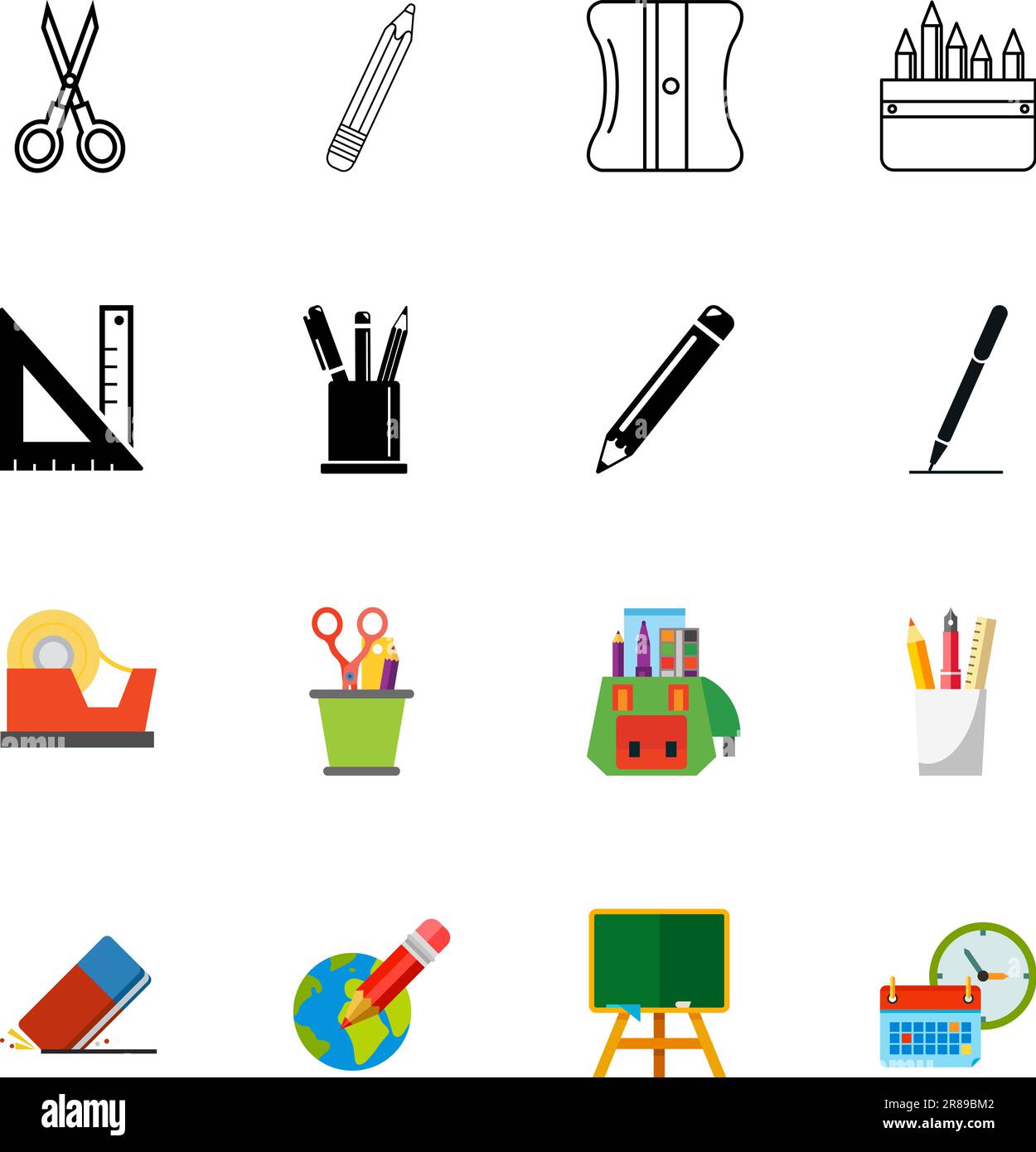 School supplies icon set Stock Vector Image & Art - Alamy