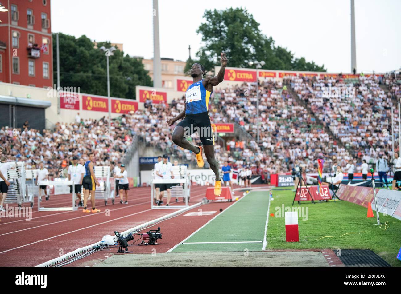 Tajay Gayle of Jamaica competing in the men’s long jump at the Oslo ...