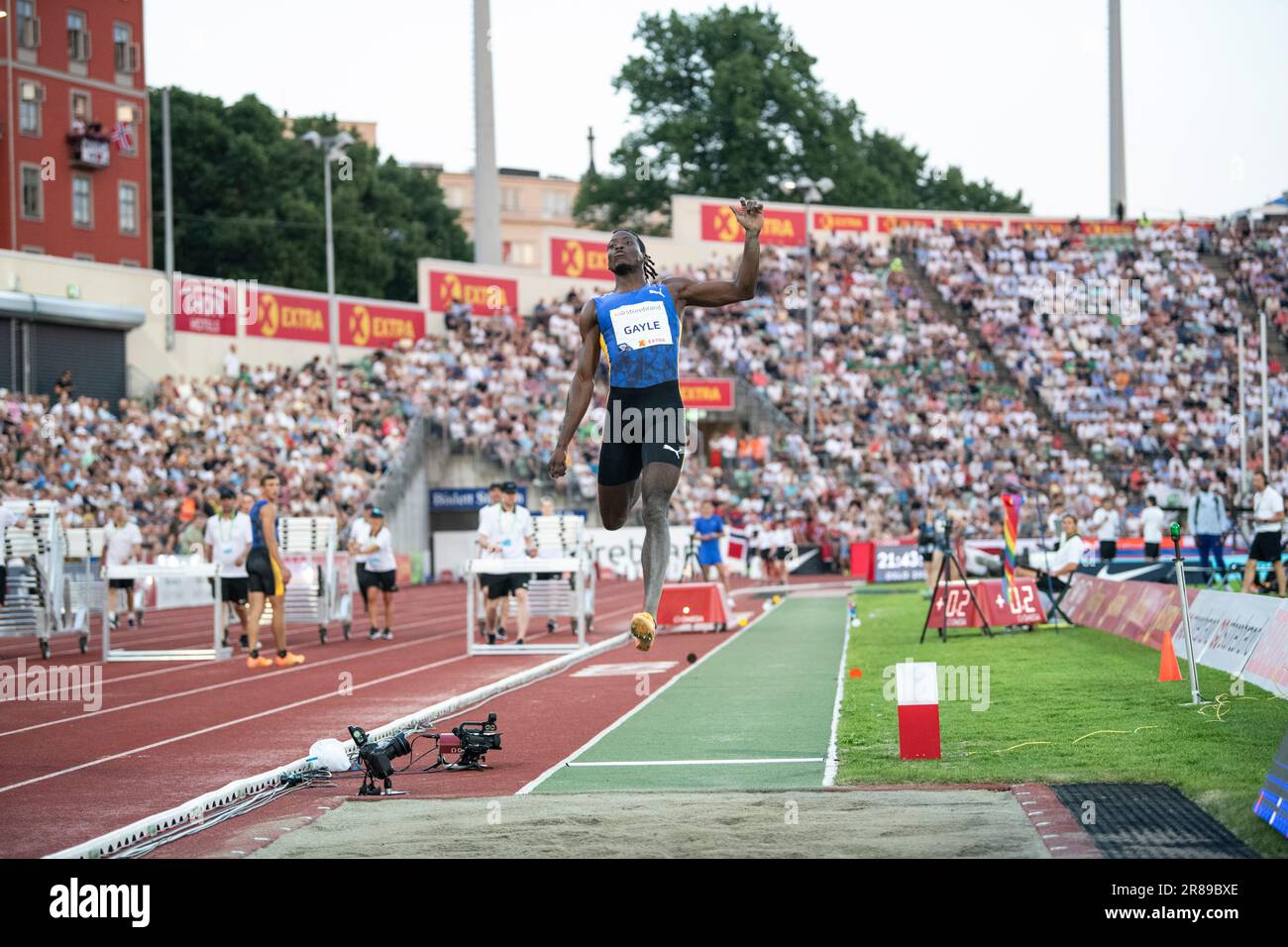 Tajay Gayle of Jamaica competing in the men’s long jump at the Oslo Bislett Games, Wanda Diamond ...