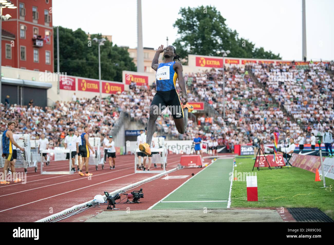Tajay Gayle of Jamaica competing in the men’s long jump at the Oslo ...
