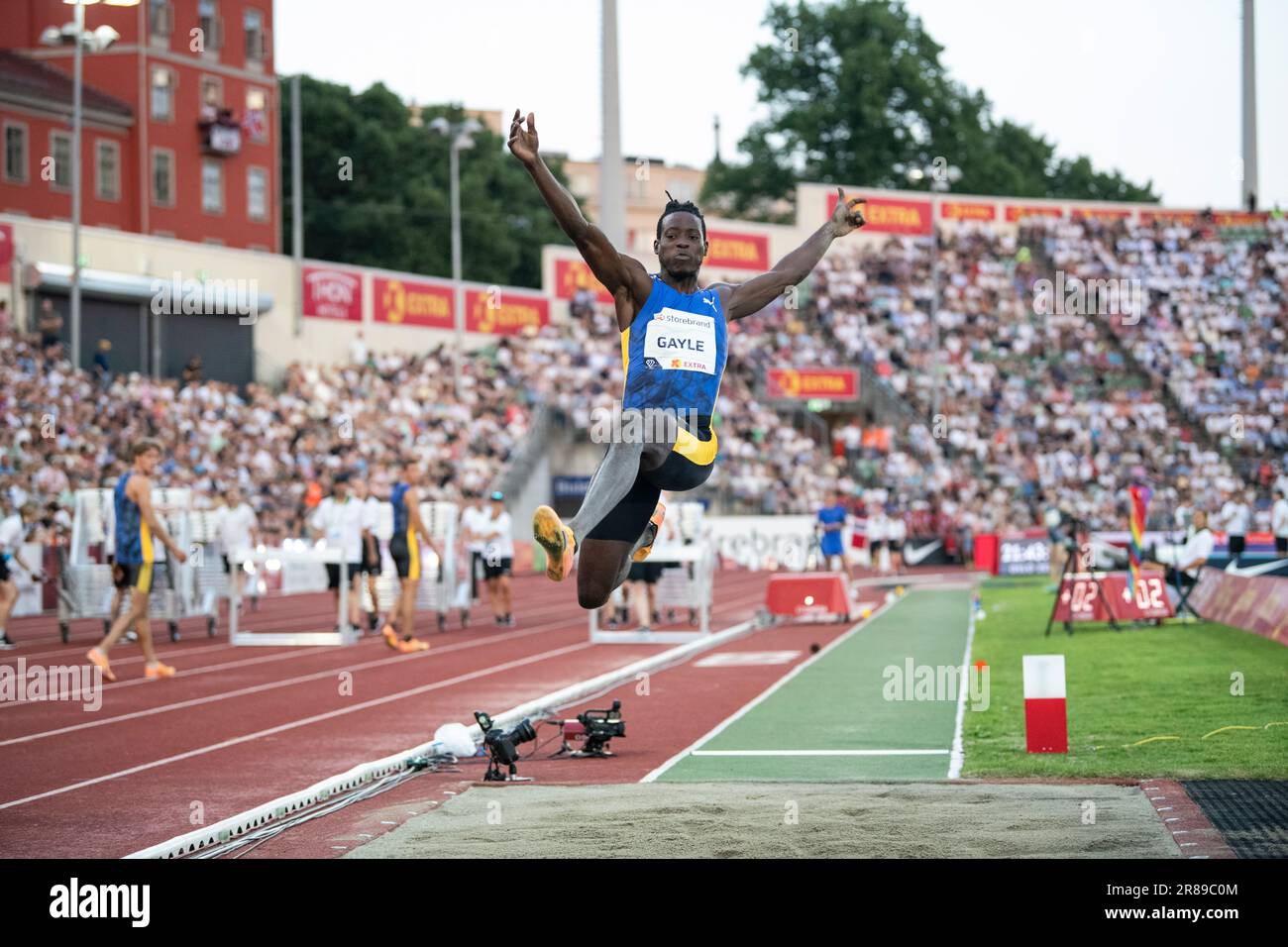 Tajay Gayle of Jamaica competing in the men’s long jump at the Oslo ...