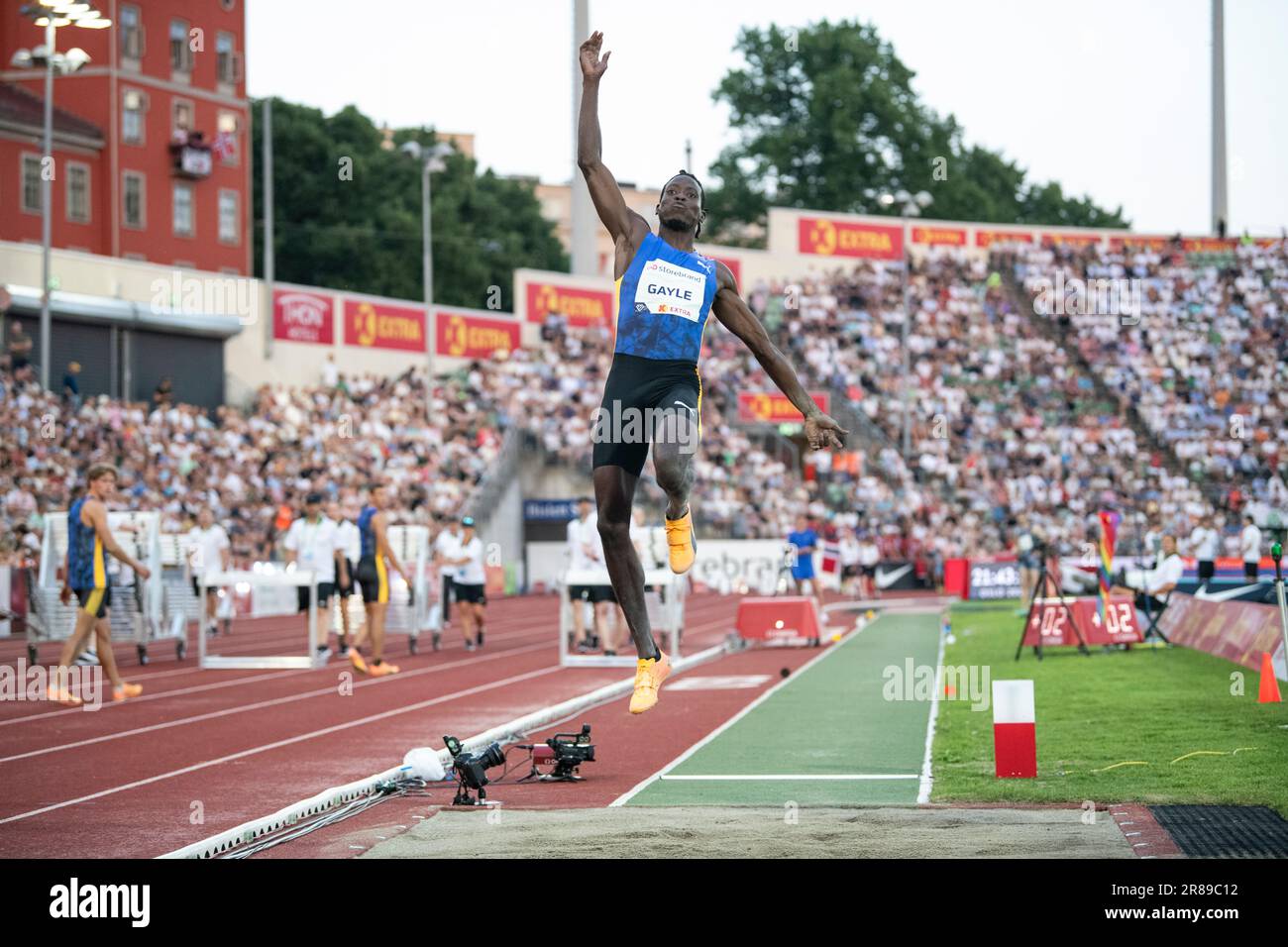 Tajay Gayle of Jamaica competing in the men’s long jump at the Oslo ...