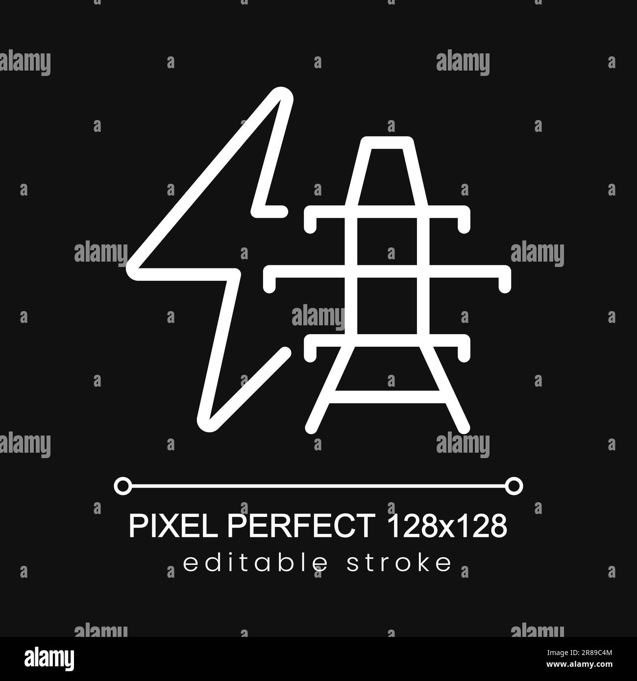 Power transmission line pixel perfect white linear icon for dark theme ...