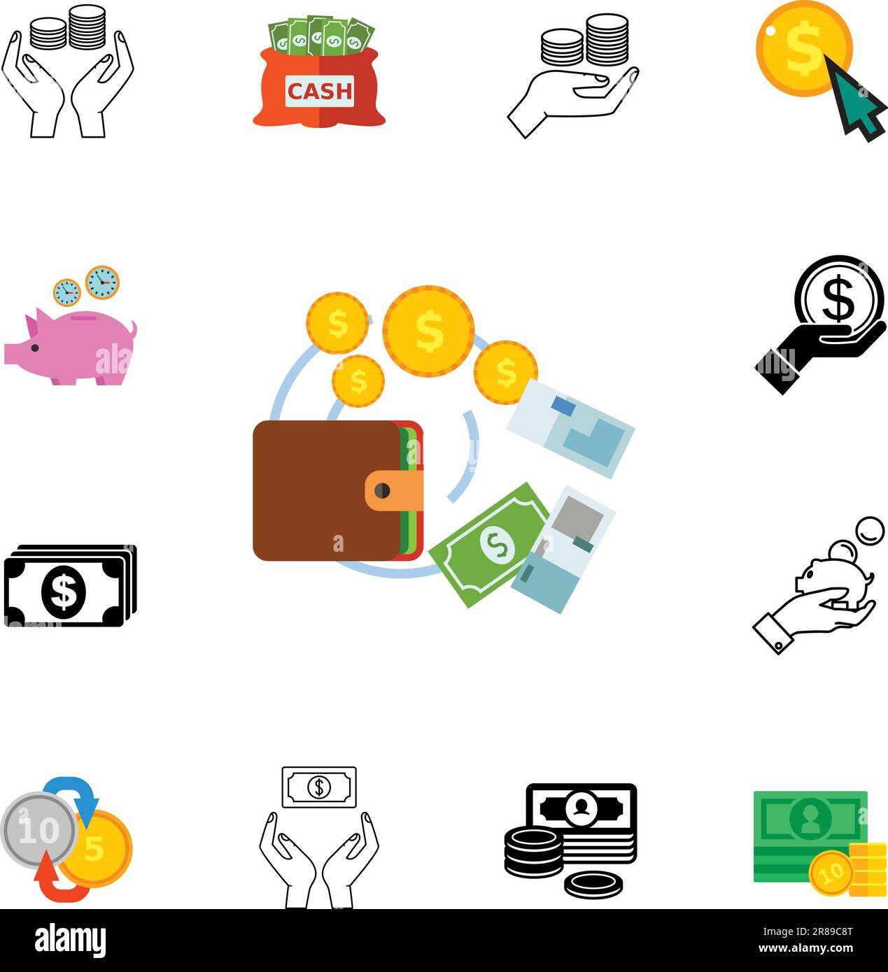 Cash icon set Stock Vector Image & Art - Alamy