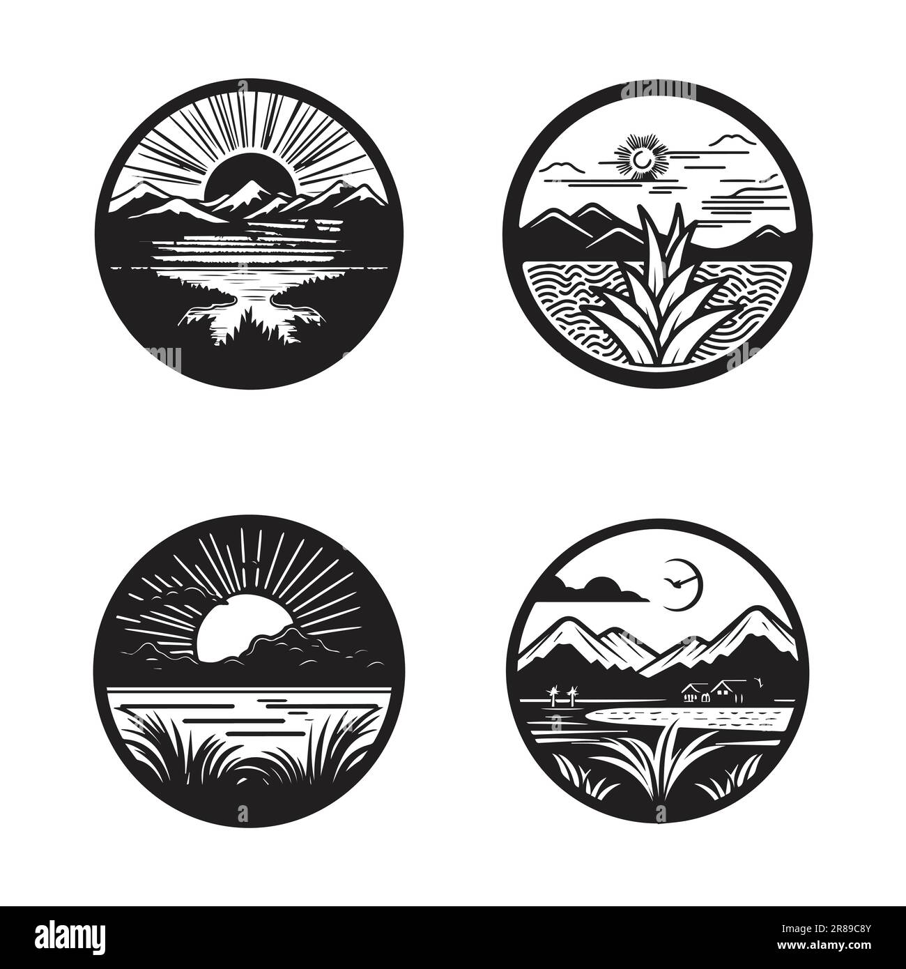 Vintage farm fields illustration Cut Out Stock Images & Pictures - Alamy