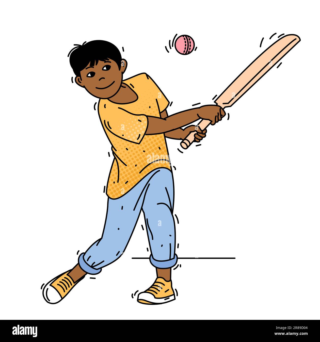 Boy hitting the ball with a bat Stock Vector Image & Art - Alamy