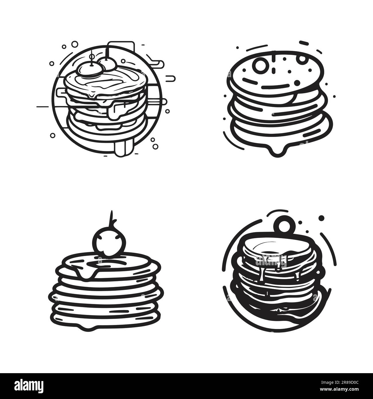 Hand Drawn vintage pancake in flat line art style isolated on ...