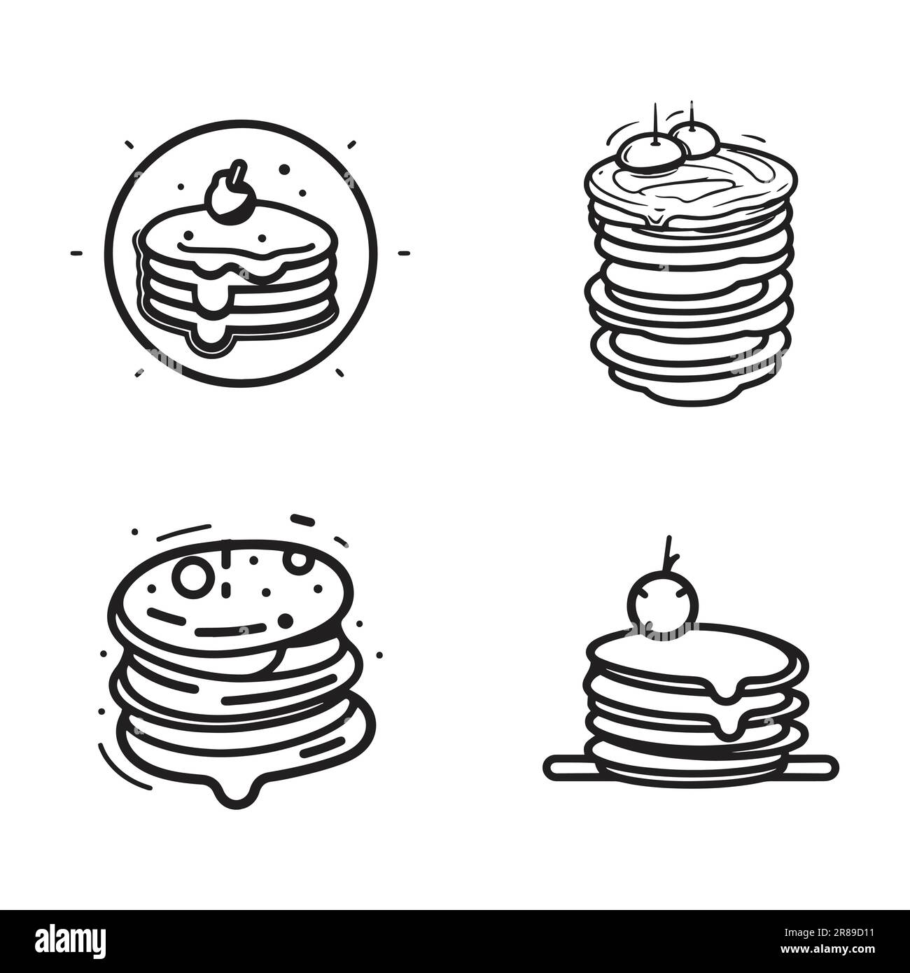 Hand Drawn vintage pancake in flat line art style isolated on ...