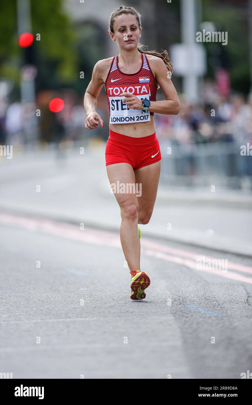 Nikolina Stepan participating in the marathon at the World Athletics ...