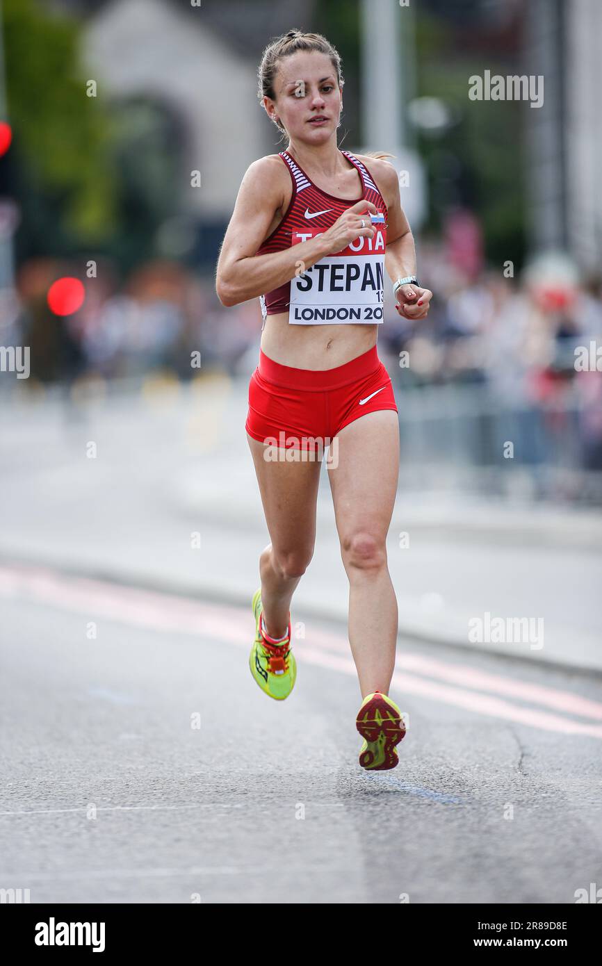 Nikolina Stepan participating in the marathon at the World Athletics ...
