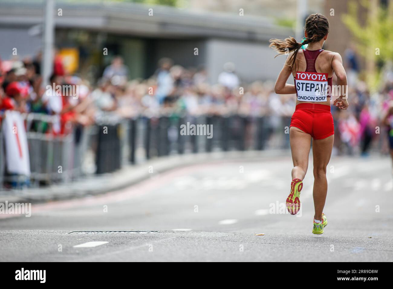 Nikolina Stepan participating in the marathon at the World Athletics ...