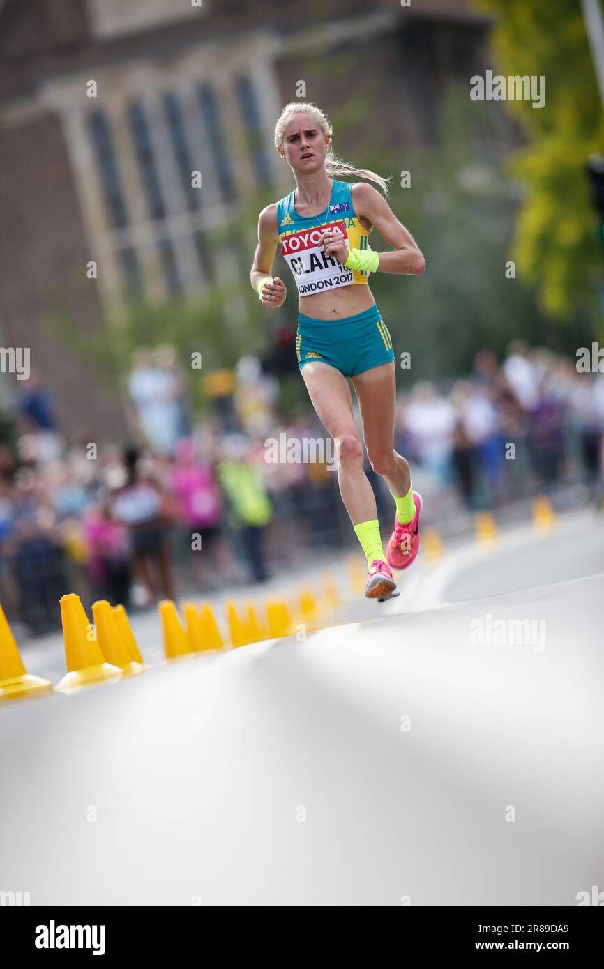 Milly Clark participating in the marathon at the World Athletics ...