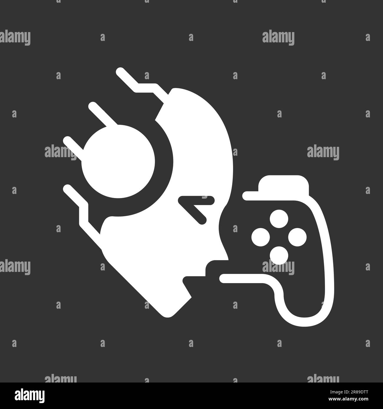 AI play games white linear glyph icon for night mode Stock Vector Image ...