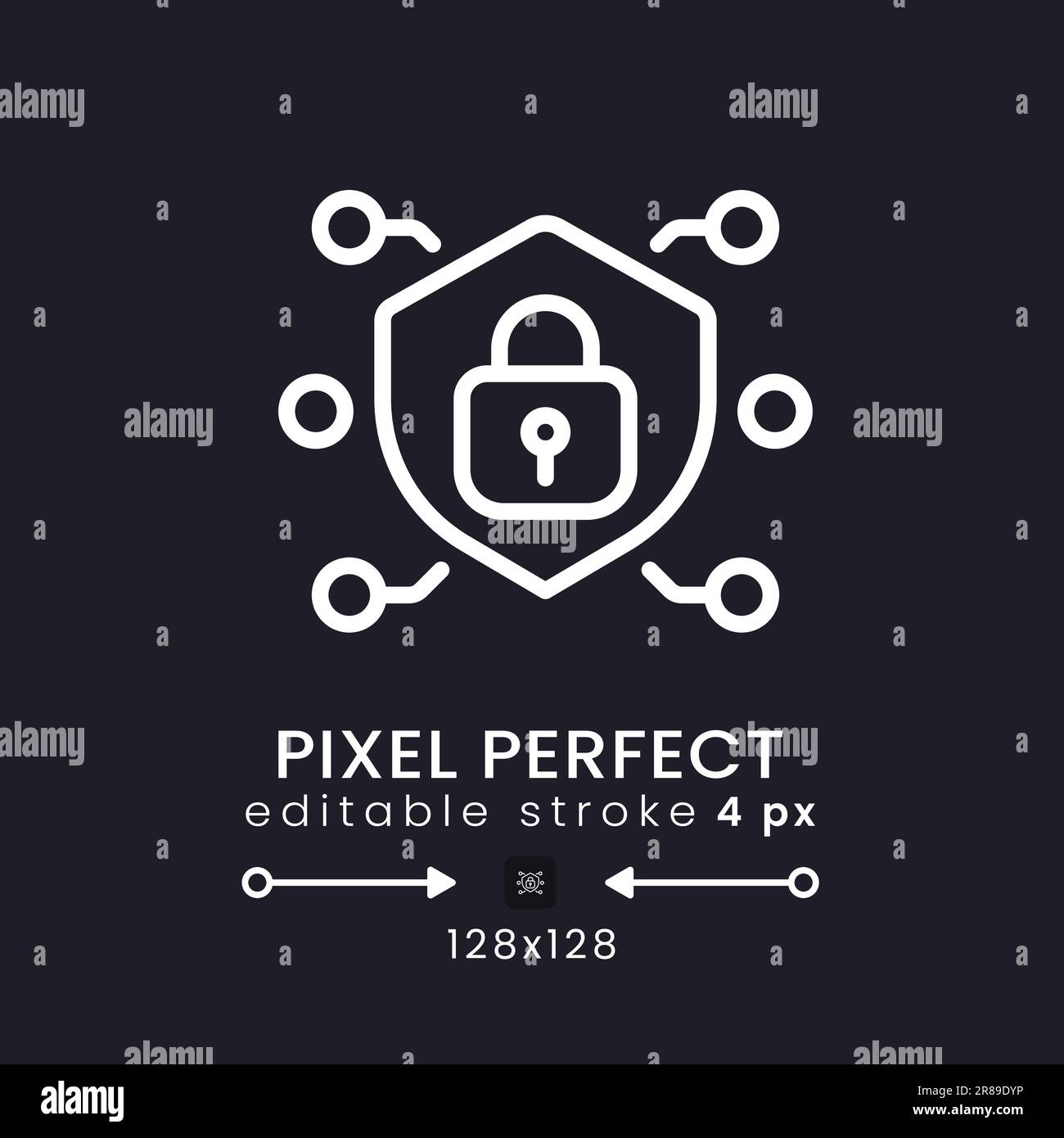 Network security white linear desktop icon on black Stock Vector Image ...