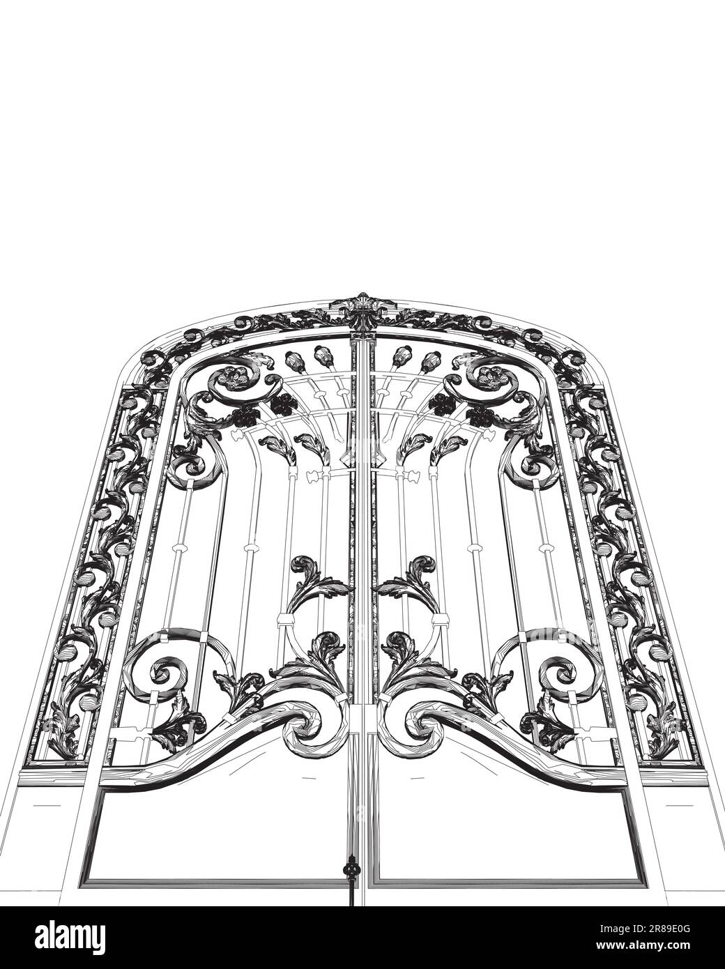 Outline Fence gate isolated cartoon icon. Vector metal entrance. Vector ...