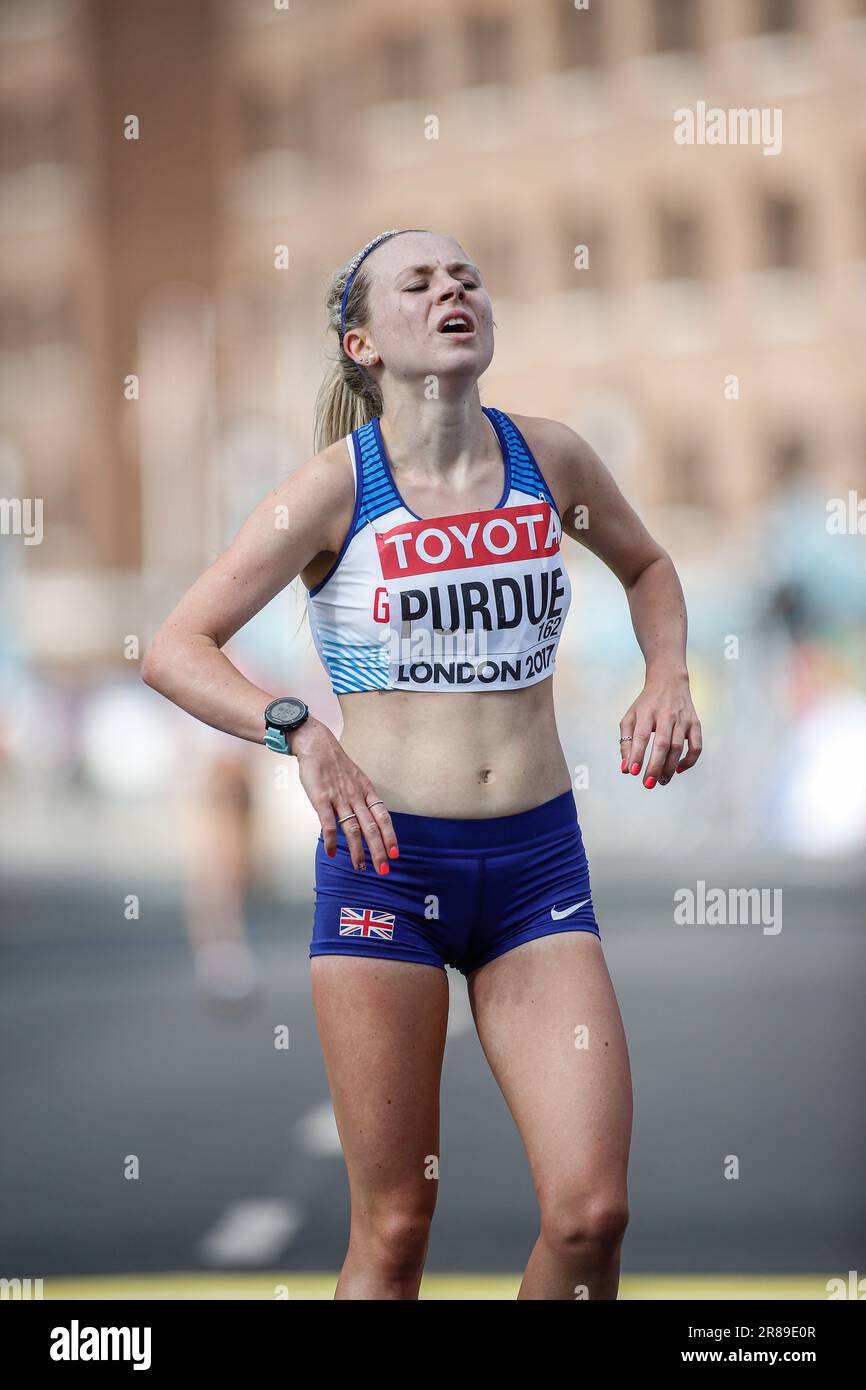 Charlotte Purdue participating in the marathon at the World Athletics ...