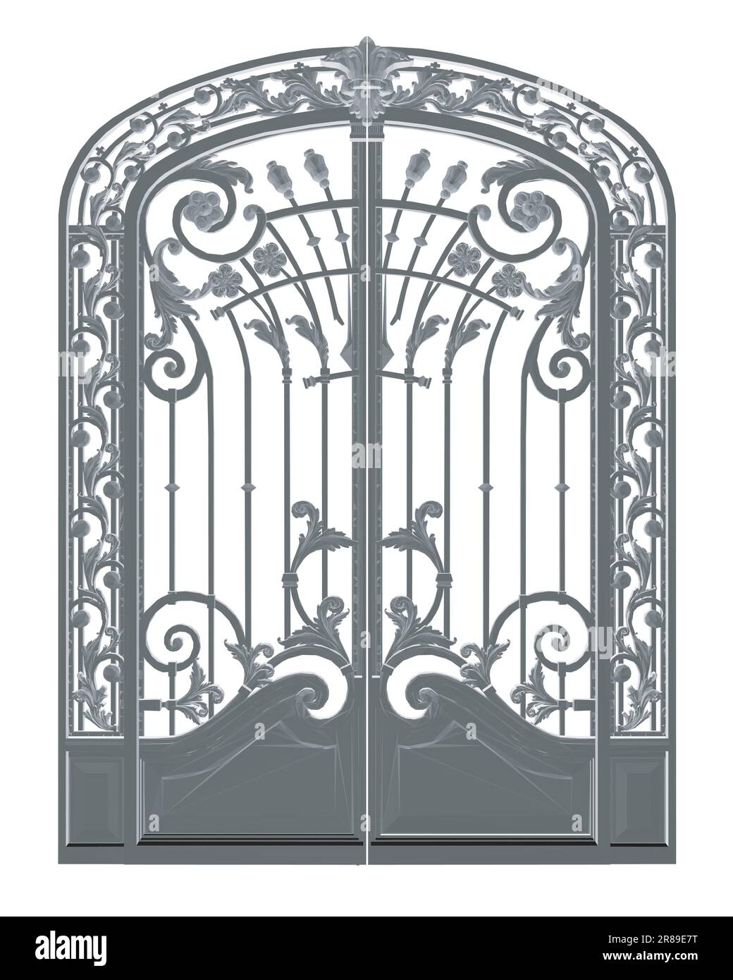 Polygonal Fence gate isolated cartoon. Vector metal entrance. Vector ...