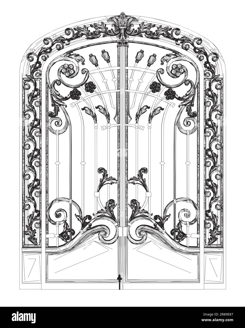 Outline Fence Gate Isolated Cartoon Icon Vector Metal Entrance Vector Illustration Fence Gate