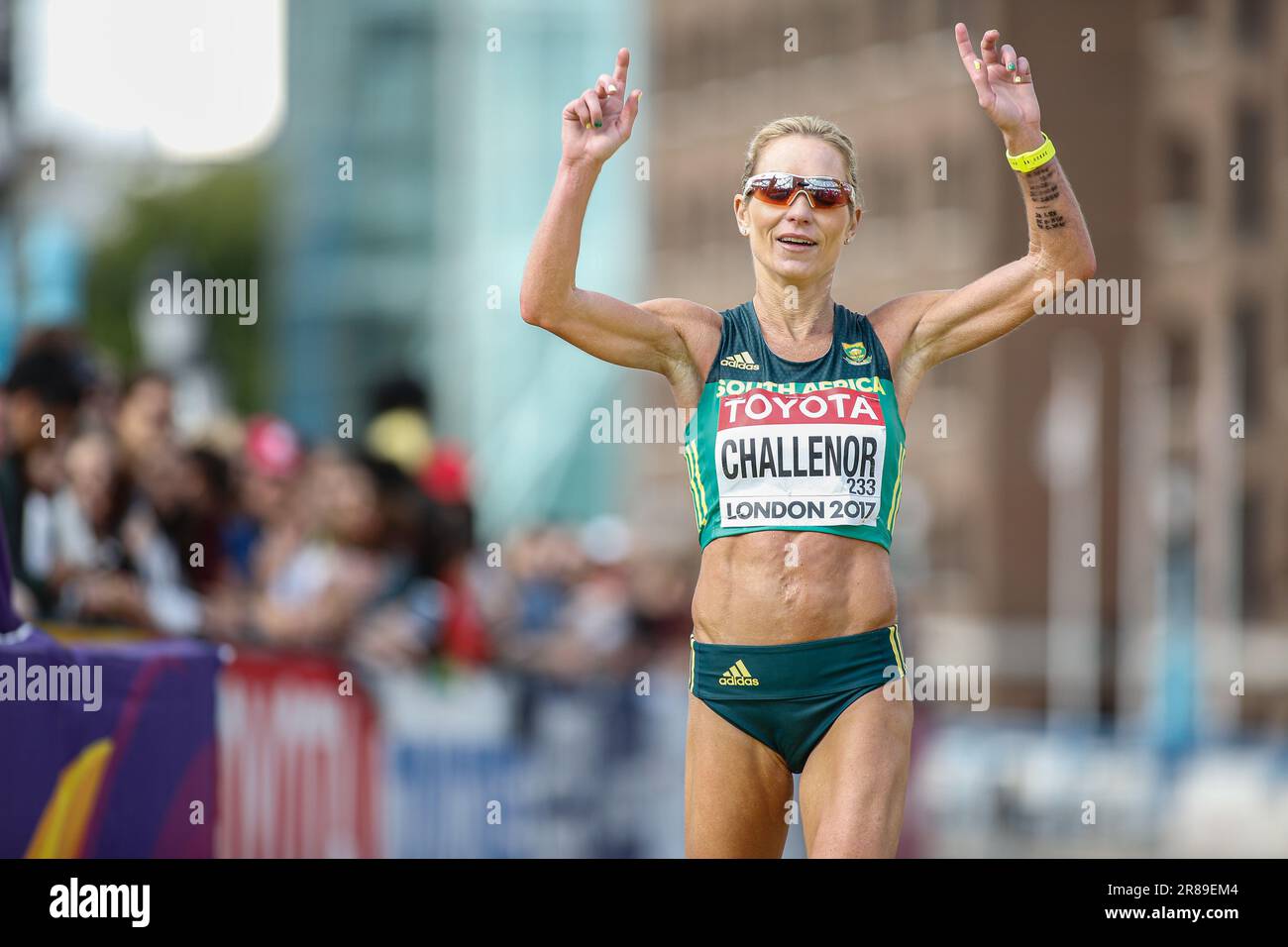 Jenna Leigh Challenor participating in the marathon at the World ...
