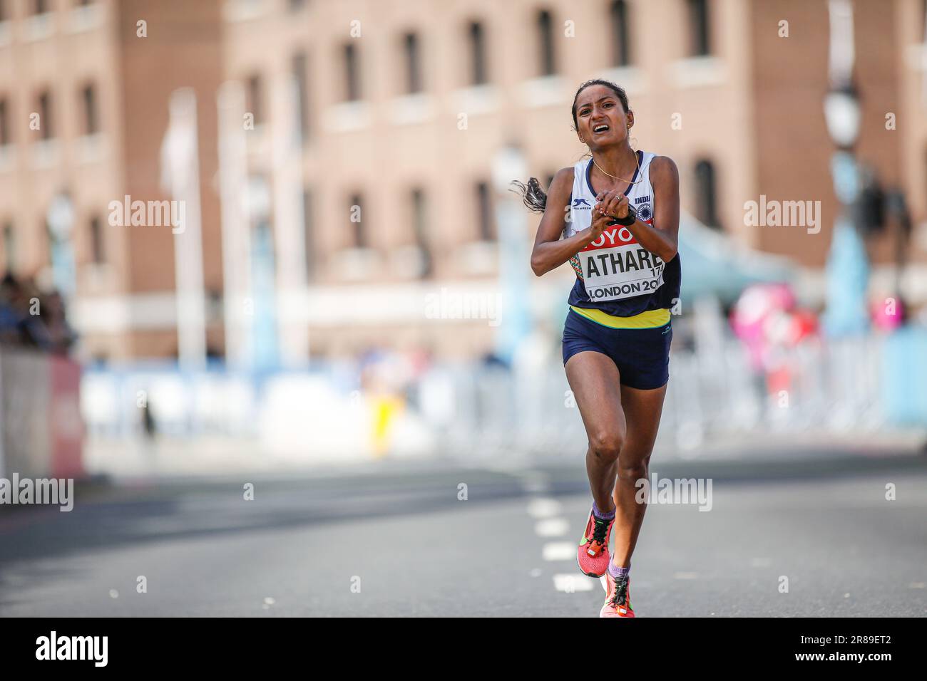 Monika Athare participating in the marathon at the World Athletics ...