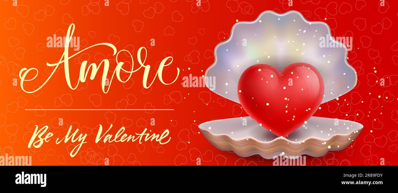 Amore Valentines Lettering with Red Heart Stock Vector Image & Art - Alamy