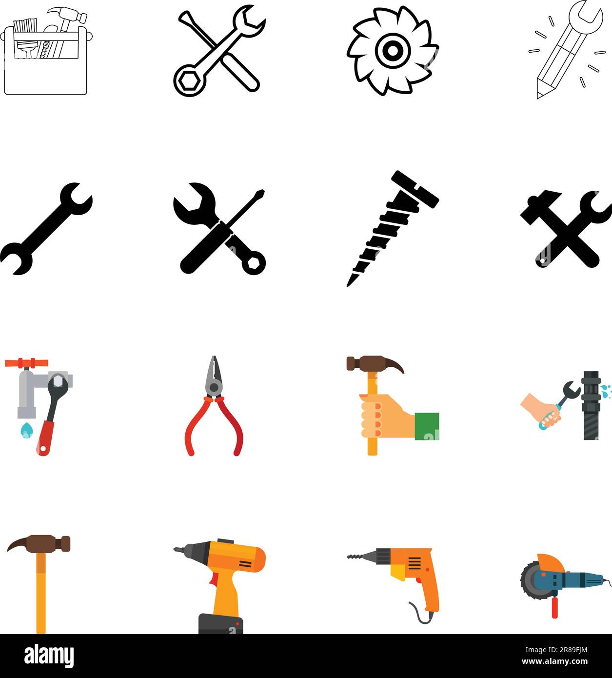 Hand tools icon set Stock Vector Image & Art - Alamy