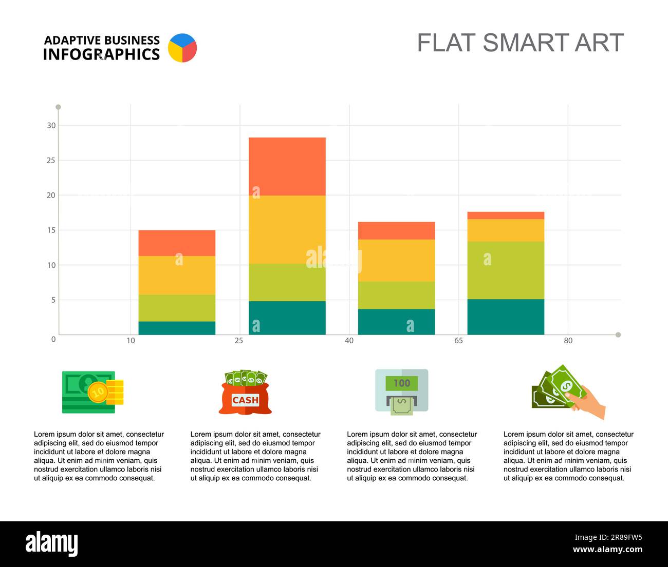 Four Bars Banking Chart Slide Template Stock Vector Image & Art - Alamy