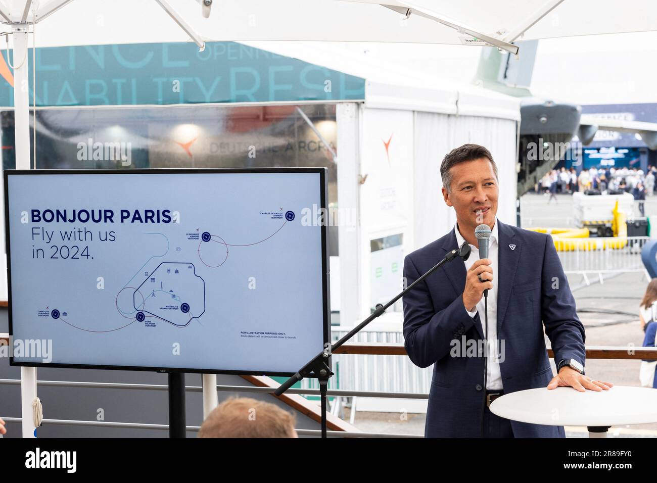 Le Bourget, France. 20th June, 2023. CEO of Volocoptor Dirk Hoke at ...