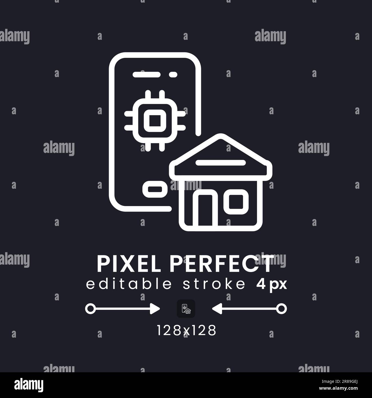 Home Automation app white linear desktop icon on black Stock Vector ...