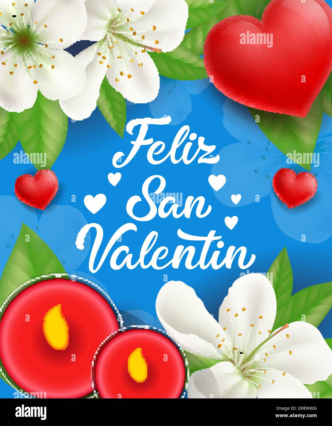Feliz San Valentin Lettering with Candles Stock Vector Image & Art - Alamy