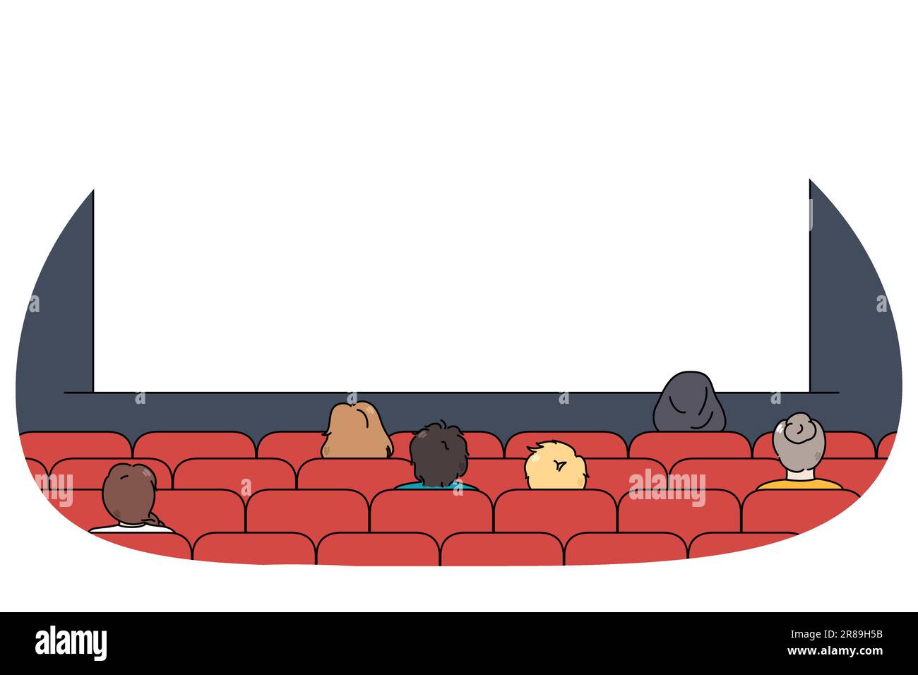 Rear view of people sitting in movie theater watching premier show ...