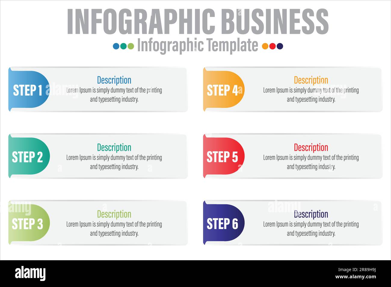 6 Steps, six 6 option Paper note shape elements with steps,road map ...