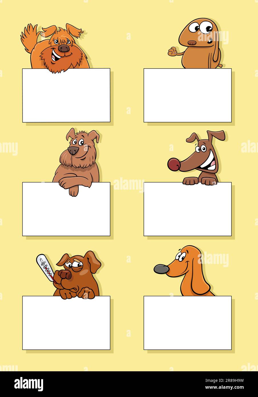 Cartoon illustration of dogs and puppies animal characters with blank ...