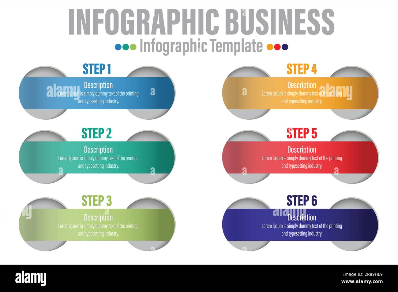 6 steps, option or levels infographic design with business icons ...
