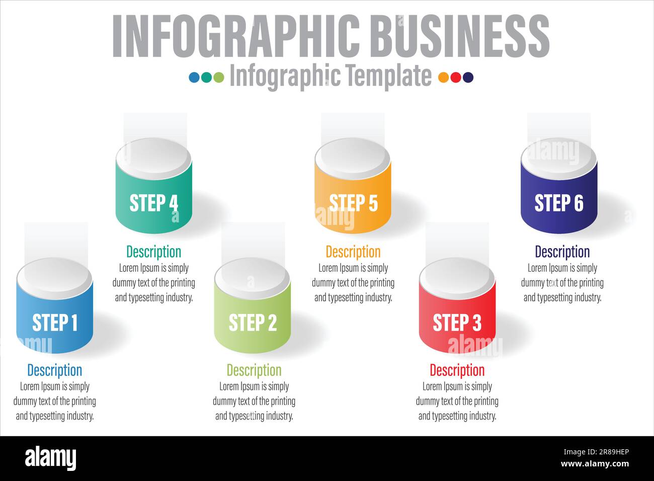 Colorful 6 Steps and Six 6 option Business data Process chart. diagram ...