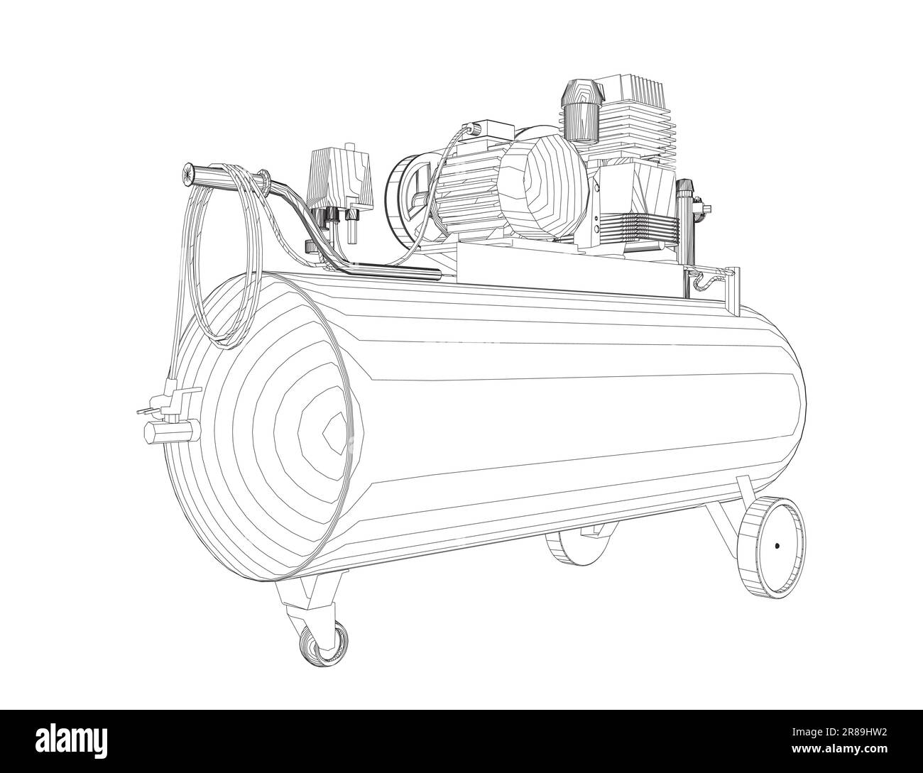 Air Compressor Isolated on White. Air compressor pneumatic icon ...
